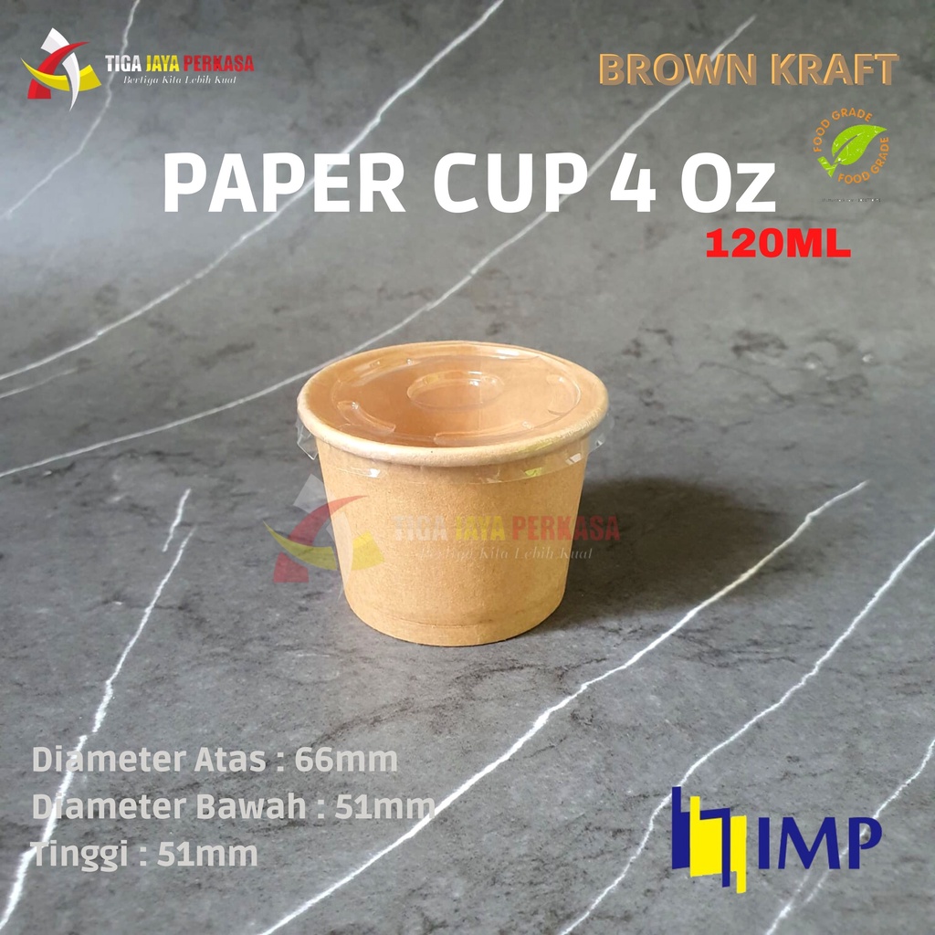 Jual Brown Kraft Paper Cup 4 oz 120ml / Wadah Saos / Tester 50 Pcs ...