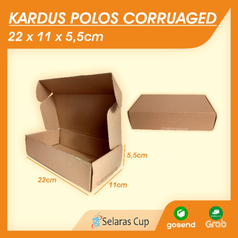 Jual KARDUS POLOS 22x11x5,5 cm - DUS POLOS COKLAT - BOX CORRUGATED 22x11 | Shopee Indonesia