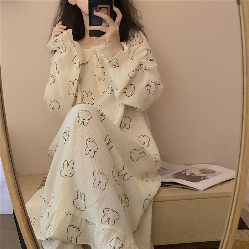 Jual Gaun tidur renda leher persegi Prancis wanita musim semi dan musim ...