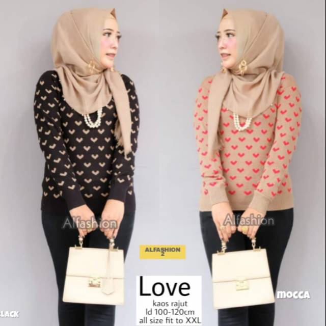 Jual Love/ Kaos Rajut/ Lengan Panjang/ Fashion Hijab/ Model Hijab ...