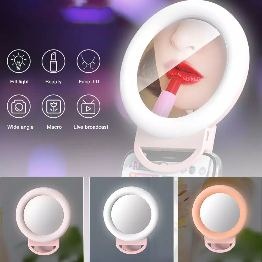 Jual RING Light Portable Led Kaca mirror Makeup Clip on Lampu Selfie ...