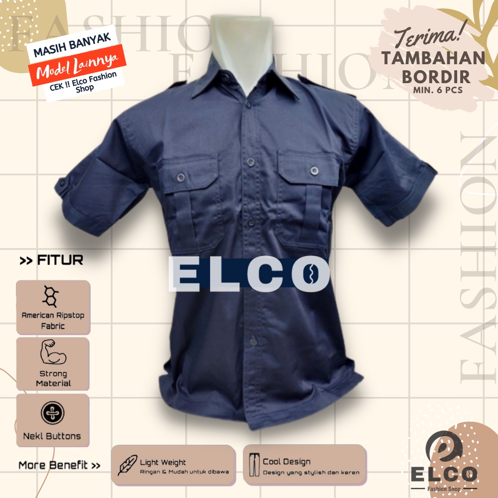 Jual Seragam baju kerja navy navi polos kemeja pria lengan pendek drill ...