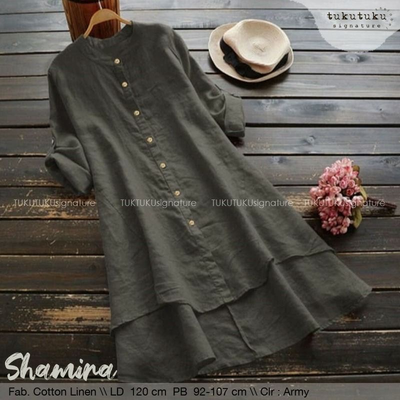 Jual SHAMIRA LONG TUNIK LINEN JUMBO LD 120CM | Shopee Indonesia