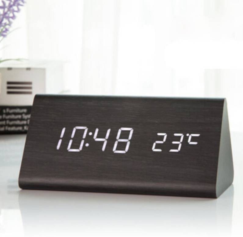 Jual Alarm digital kayu waktu dan suhu jam LED tiga dimensi | Shopee ...