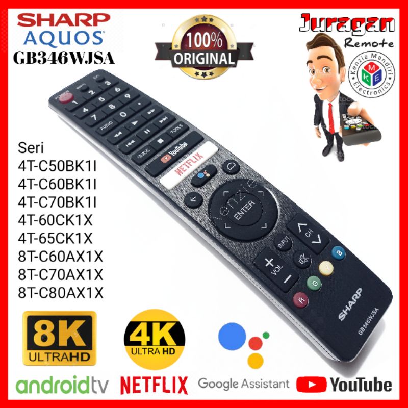 Jual Remot Remote ORIGINAL Android TV SHARP AQUOS UHD 4K/8K GB-346WJSA Terbaru | Shopee Indonesia