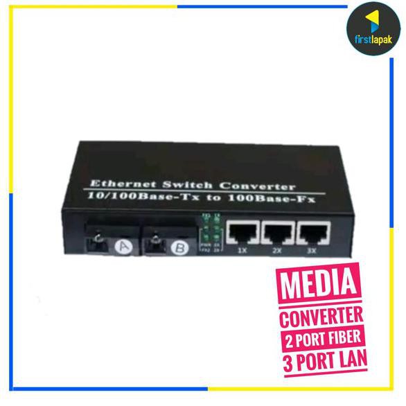 Jual Jual Media Converter 2 Port Fiber 3 Port LAN 10-100 Base Fast ...