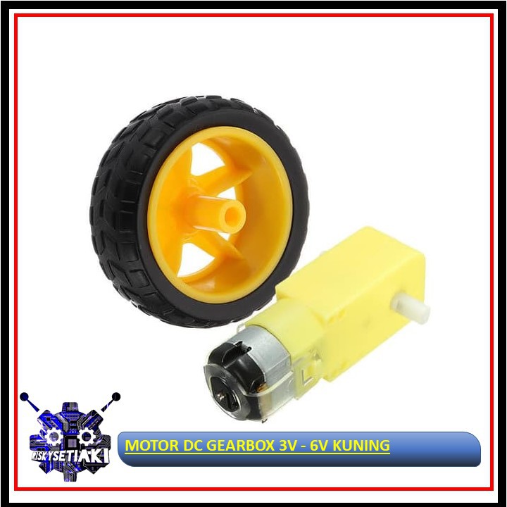Jual MOTOR DC GEARBOX 3V - 6V KUNING + RODA UNTUK MOBIL / SMART CAR ...