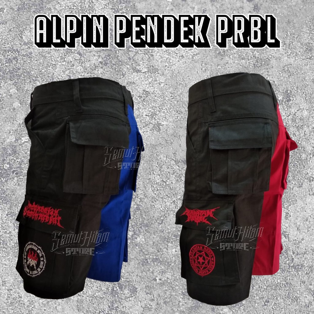 Jual Celana Cargo Pendek Kempol Pendek Pdl Punk Alpin Hitam Merah