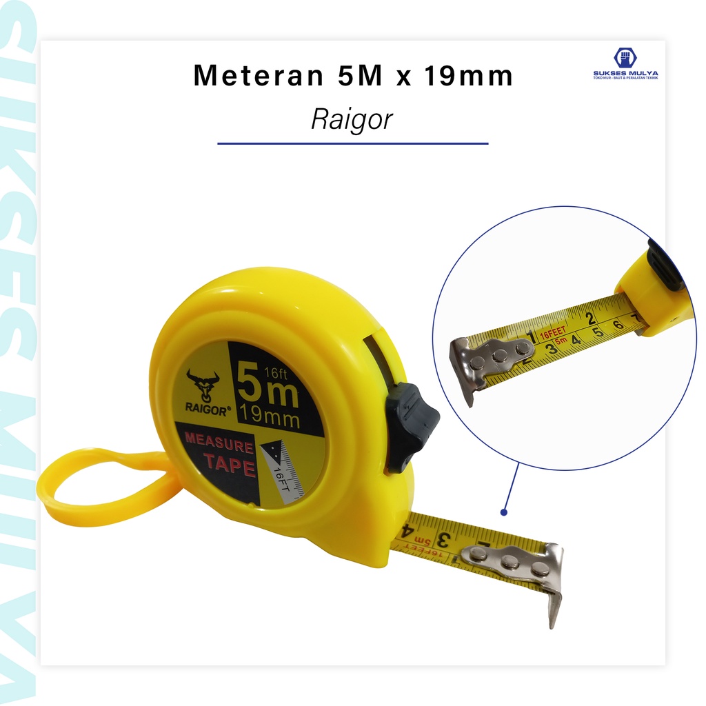 Jual RAIGOR Meteran 5 Meter Meteran Saku Rol Meter Tukang | Shopee ...
