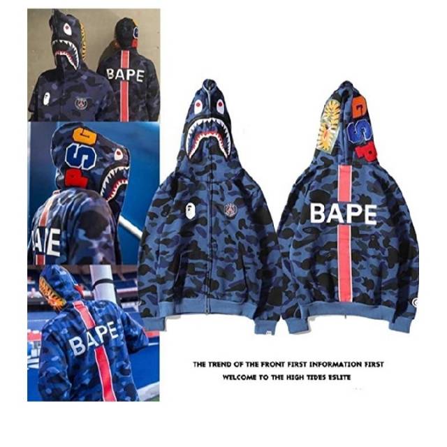 Jual Bape X PSG Shark Zipper Hypebeast | Shopee Indonesia
