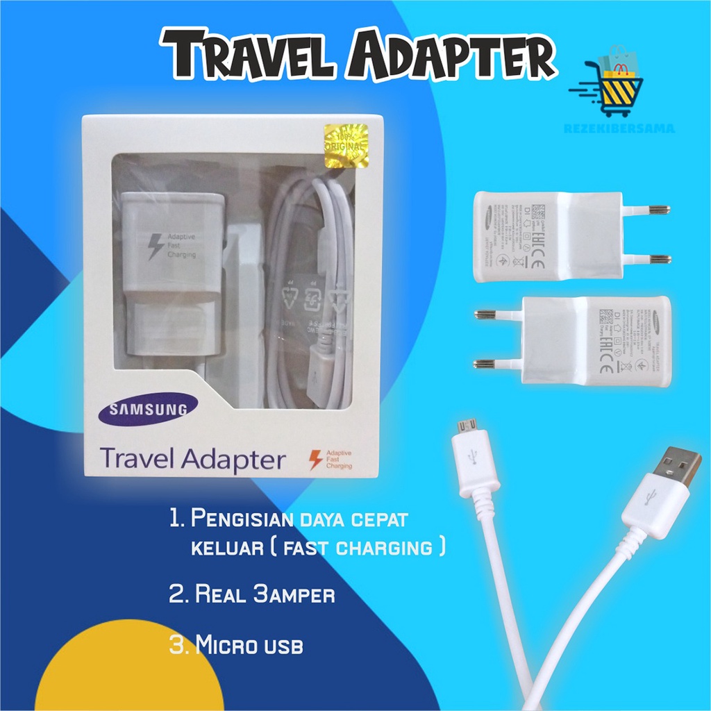 Jual Charger Samsung Original fast Charging -Charger samsung S6 S7 j2 j3 j5 j7 Prime A10 m20 RB ...
