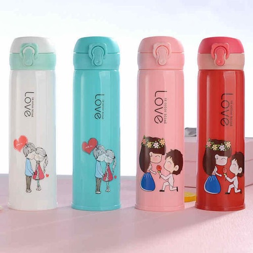 Jual J762 Botol Minum Kaca Kancing Pure love / Bottle Minum Kaca ...
