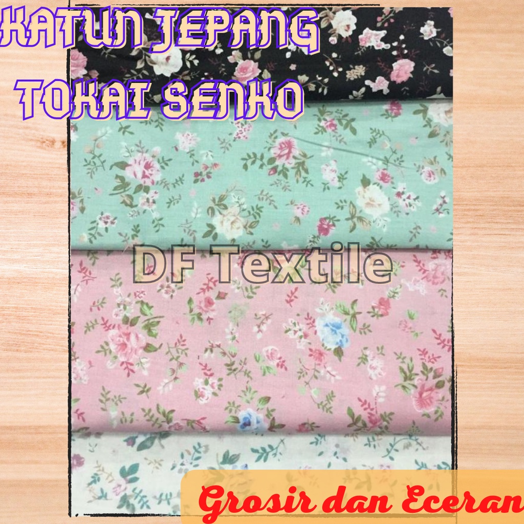 Jual Kain Katun Jepang Motif Bunga TJD22JN016 Japan Design Tokai Senko ...
