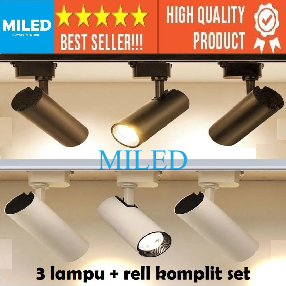 Jual KOMPLIT SET 3 LAMPU + RELL LAMPU REL TRACK LED LAMPU SOROT ...