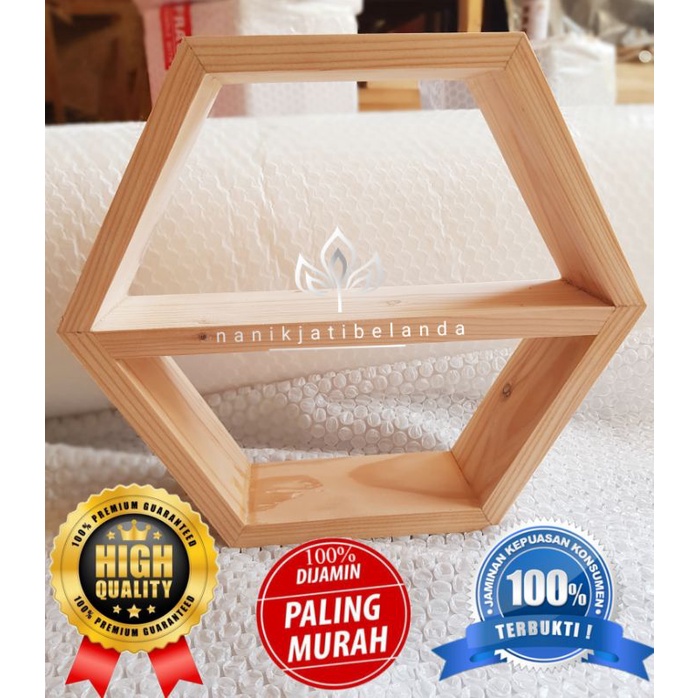 Jual hexagonal ada hambalan tengah/hiasan dinding/rak gantung/rak buku ...