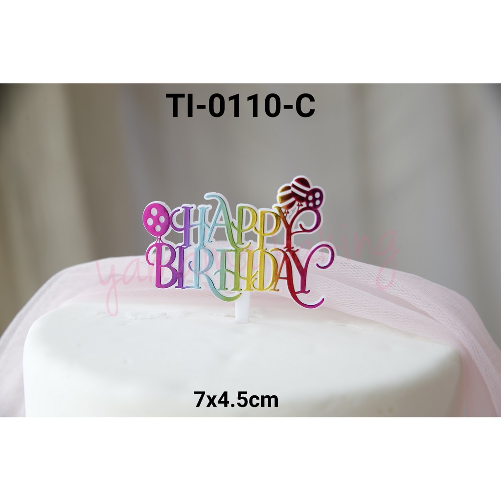 Jual TI-0110-C Cake topper kue tart tulisan happy birthday rainbow ...
