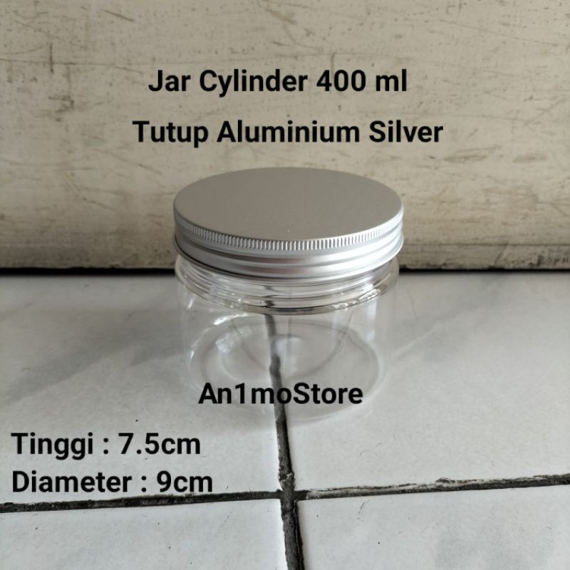 Jual Jar Cylinder 400ml Tutup aluminium Silver / Toples Tabung Silinder ...