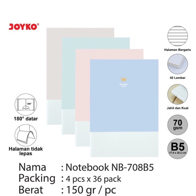 Jual ( 1 pack isi 4 buku ) Notebook NB 708 B5 / Buku Diary B5 / Agenda warna Pastel ukuran B5 Nb ...