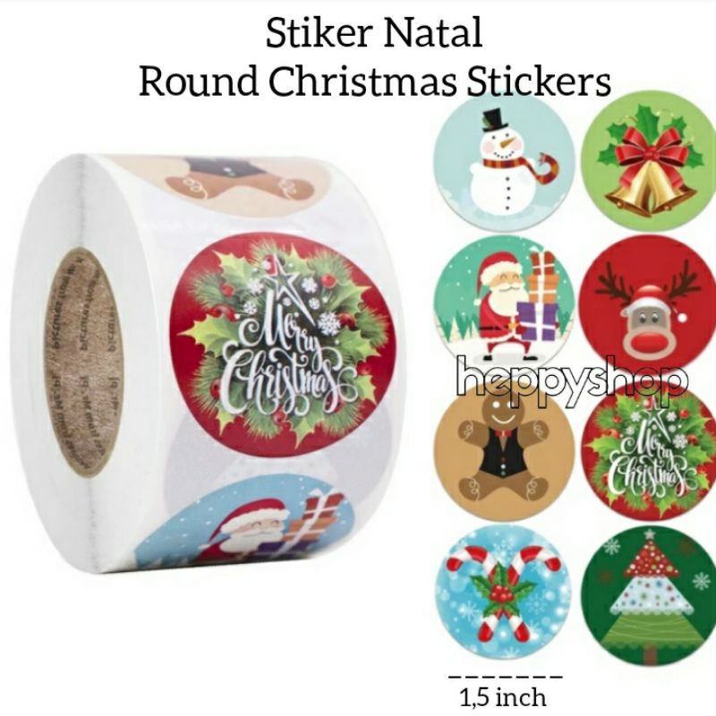 Jual Stiker Natal Round Christmas Stickers | Shopee Indonesia