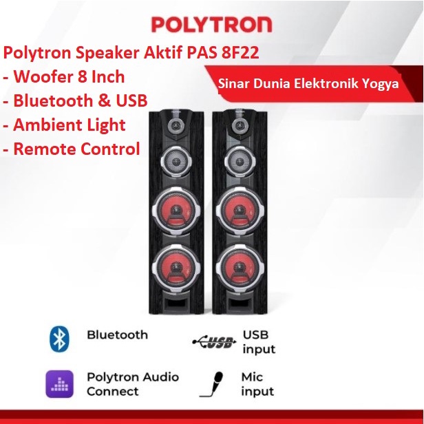 Jual Polytron Speaker Aktif 8" Bluetooth USB Mic PAS 8FF22 Light Super ...