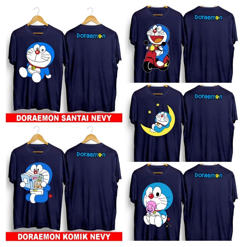 Jual T-shirt Baju Kaos Distro Kartun Doraemon Santai Nevy Doraemon Bulan Nevy Doraemon Komik ...