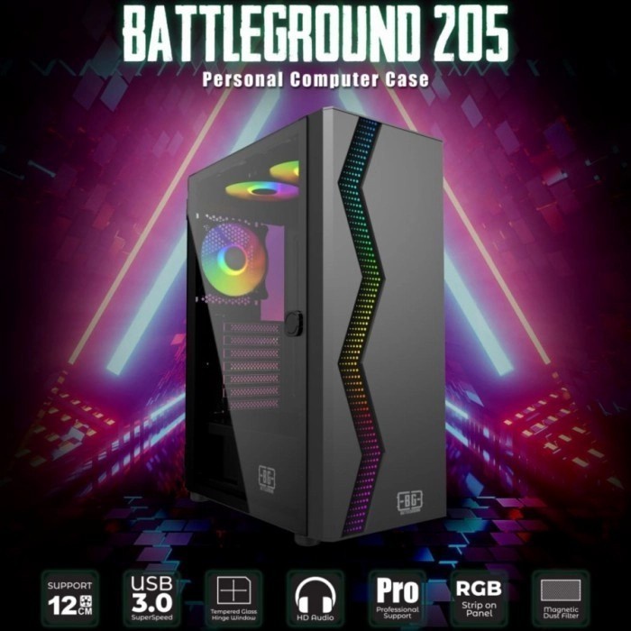 Jual Simbadda Battleground 205 RGB Tempered Glass Mid Tower Gaming ...