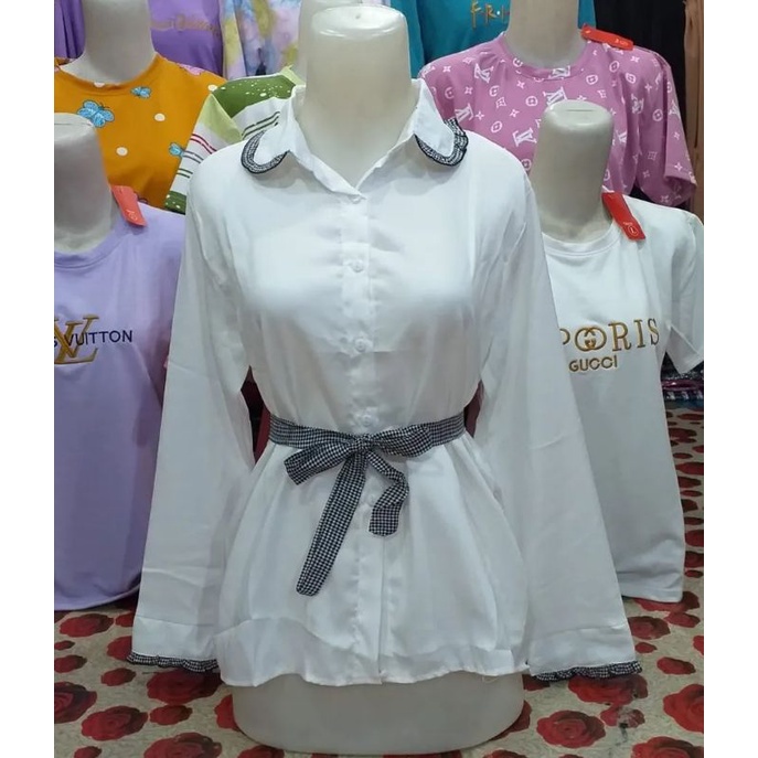 Jual HEM/KEMEJA WANITA KHUSUS PUTIH | Shopee Indonesia