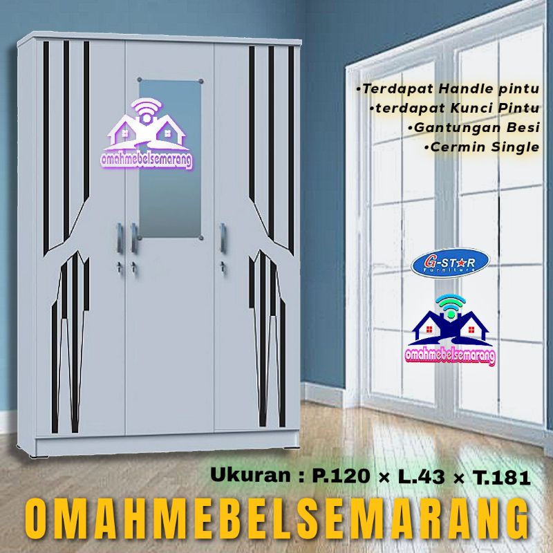 Jual Lemari Pakaian 3 Pintu GSTAR MORIN Almari Rak Baju Minimalis ...