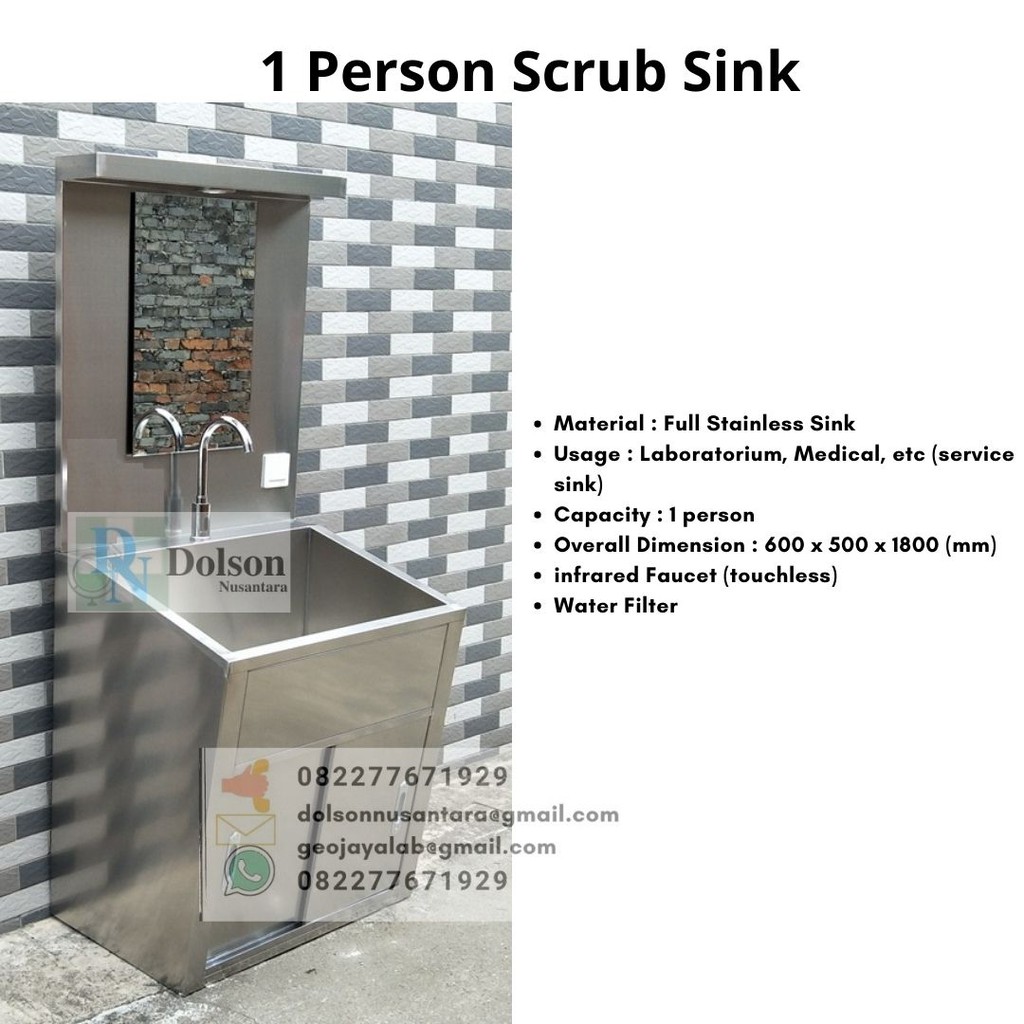 Jual 1 Person One Bay Scrub Station Sink Laboratorium Medis Service ...