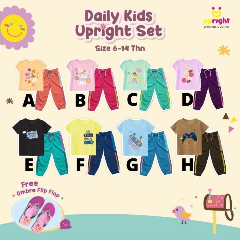 Jual [READY STOCK] SET DAILY KIDS UPRIGHT FREE FLIP FLOP | Shopee Indonesia