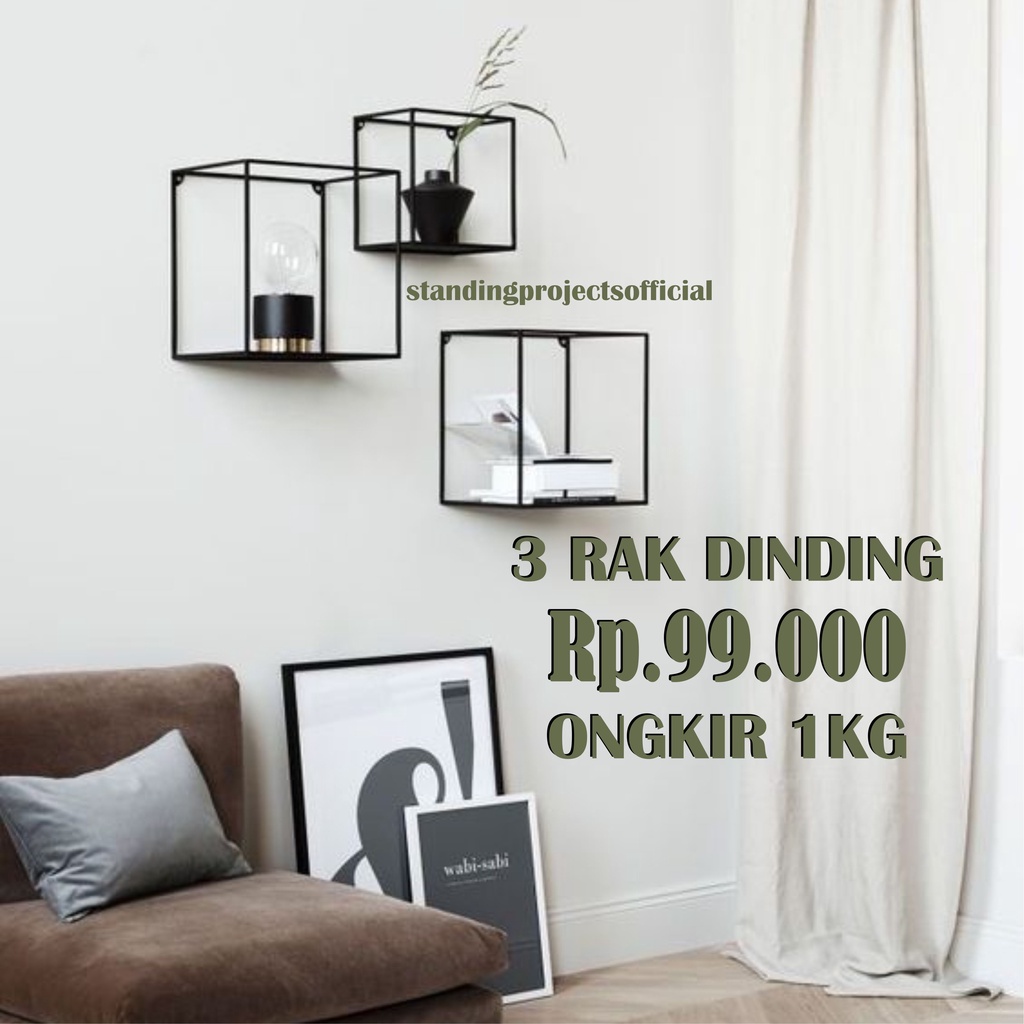 Jual Rak Dinding Kotak (Paket Isi 3 Ongkir 1kg) - Rak Dinding ...