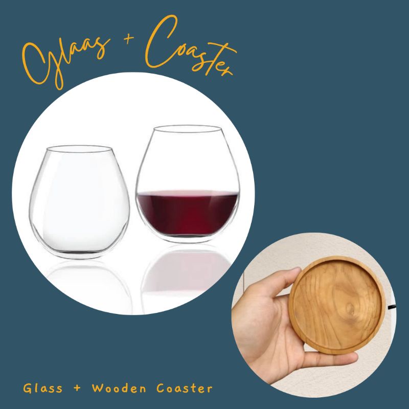 Jual GELAS SET + TATAKAN gelas bulat wooden coaster tuscany+tatakan ...