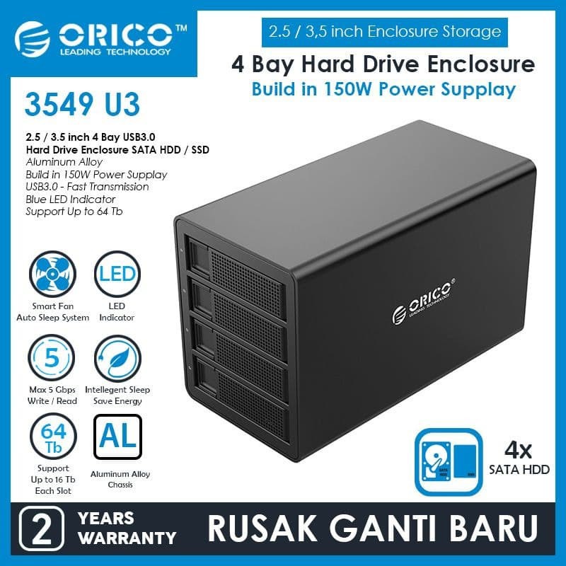 Jual ORICO External Hard Drive Enclosure 4 Bay - 3549U3 | Shopee Indonesia