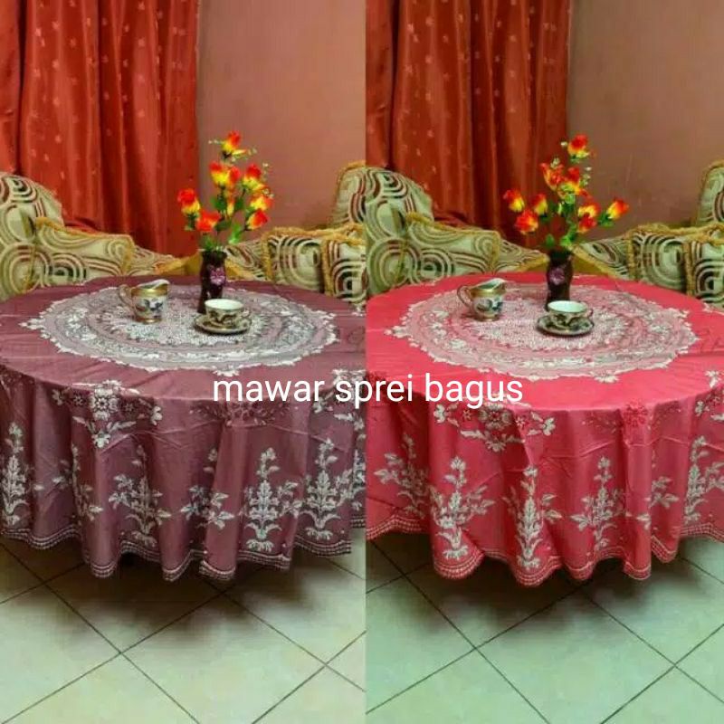Jual COD] Taplak Meja Makan Vinyl Lace Bulat @180cm / Taplak Meja Makan ...