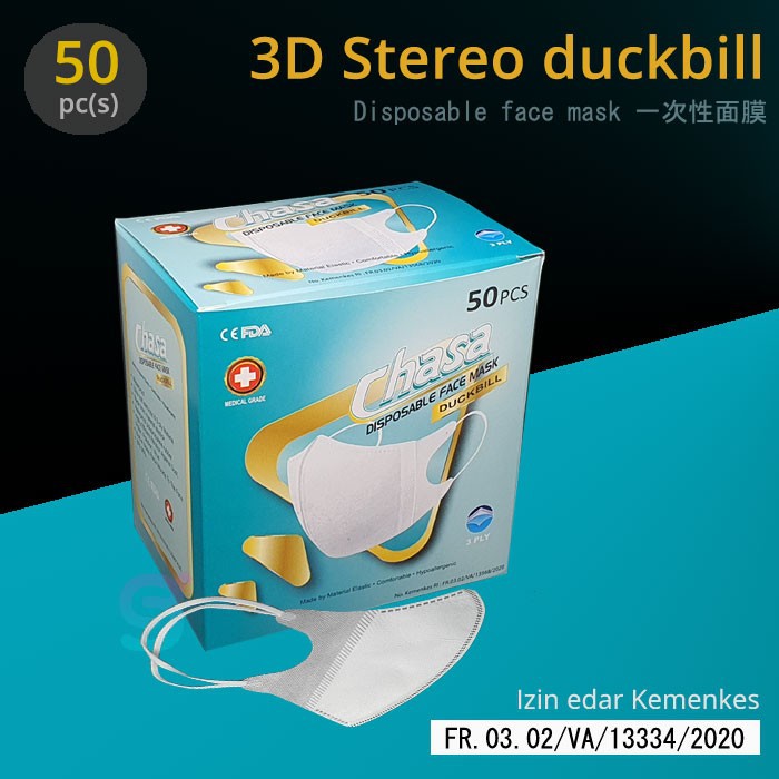 Jual MASKER DUCKBILL CHASA 3PLY MEDICAL GRADE PER BOX 50 Pcs & Per 10 ...