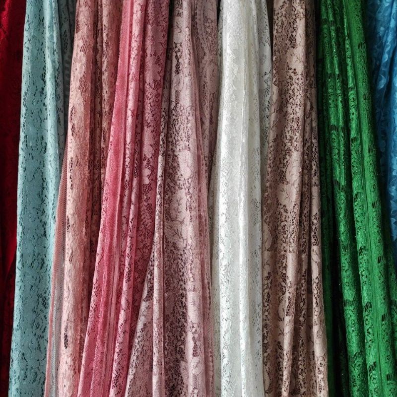 Jual Kain Brokat Broklat Bunga Meteran gliter non gliter (0.5 meter ...