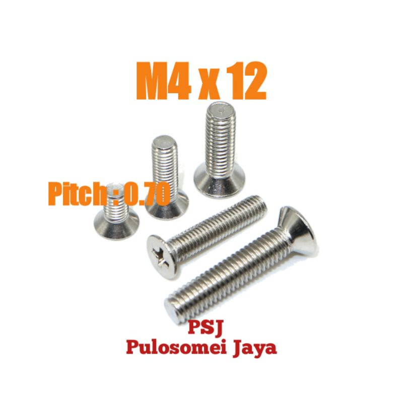 Jual Baut JF Stainless M4 x 12 / Machine Screw Stainless 304 | Shopee ...