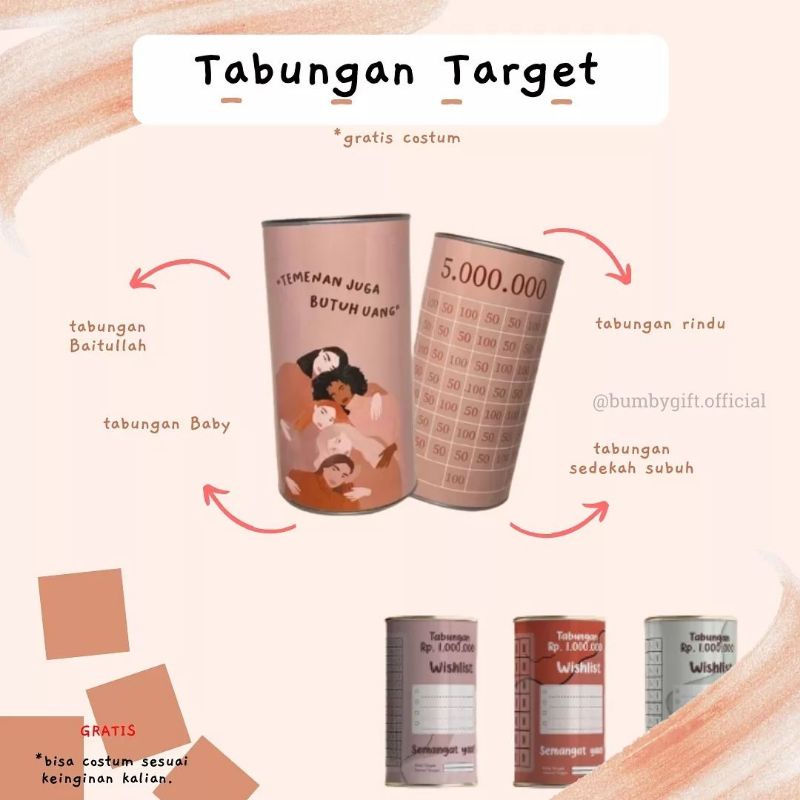 Jual TABUNGAN TARGET COSTUM | Shopee Indonesia