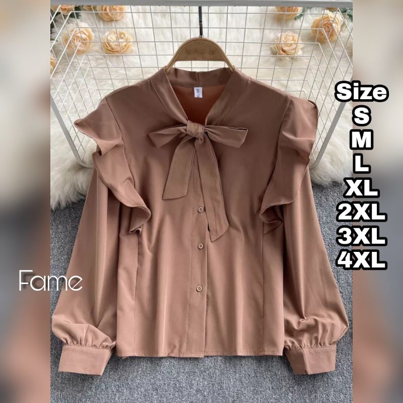 Jual Fame Blouse Wanita Big Size Kemeja Jumbo Baju Over Size Ukuran S M L XL 2XL 3XL 4XL XXL ...