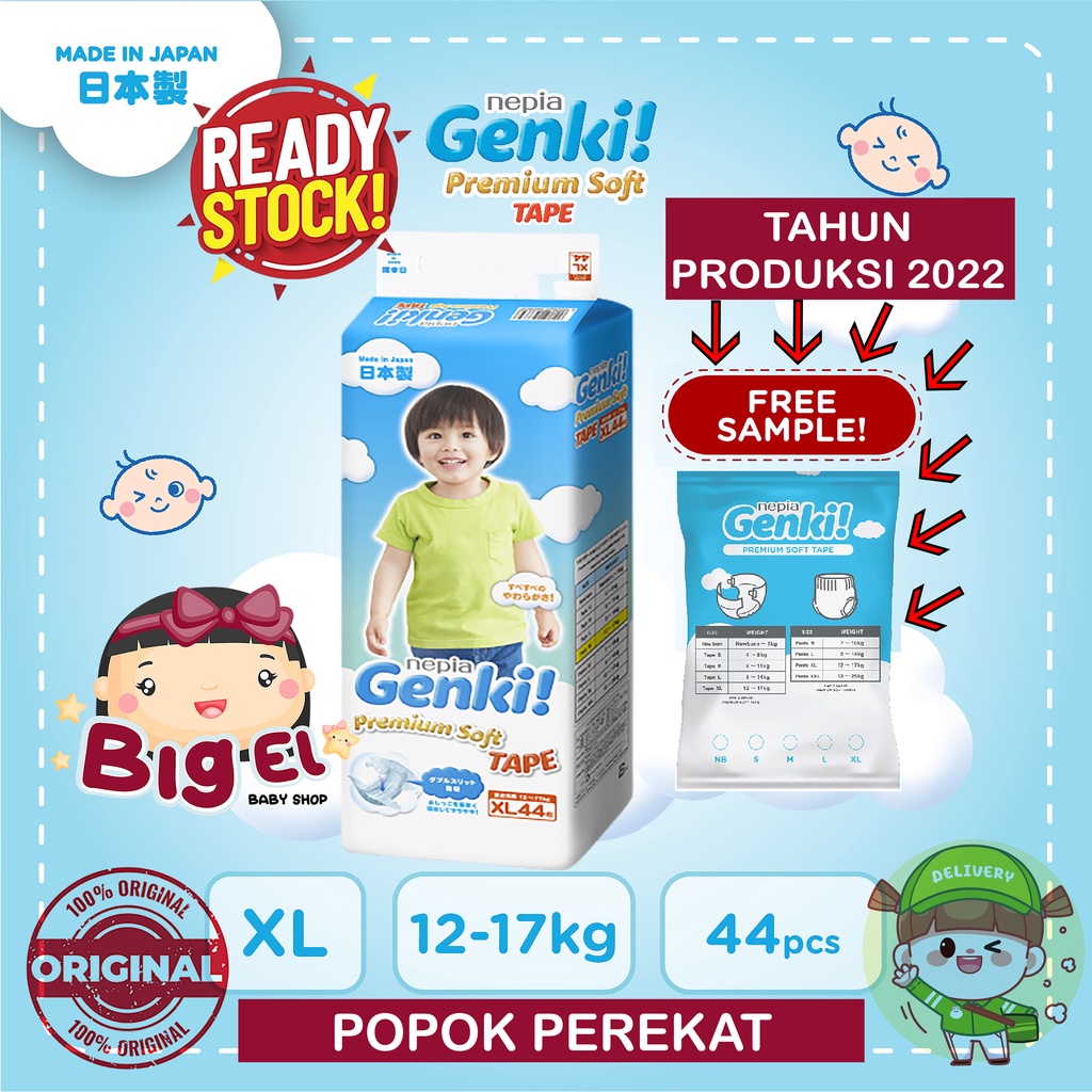 Jual NEPIA GENKI DIAPERS TAPE XL44 | POPOK BAYI | POPOK CELANA | POPOK PEREKAT | DIAPERS | POPOK ...