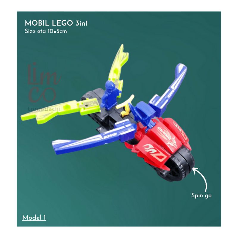 Jual Mainan anak motor spin go 3in1 | mainan lego motor berubah model ...