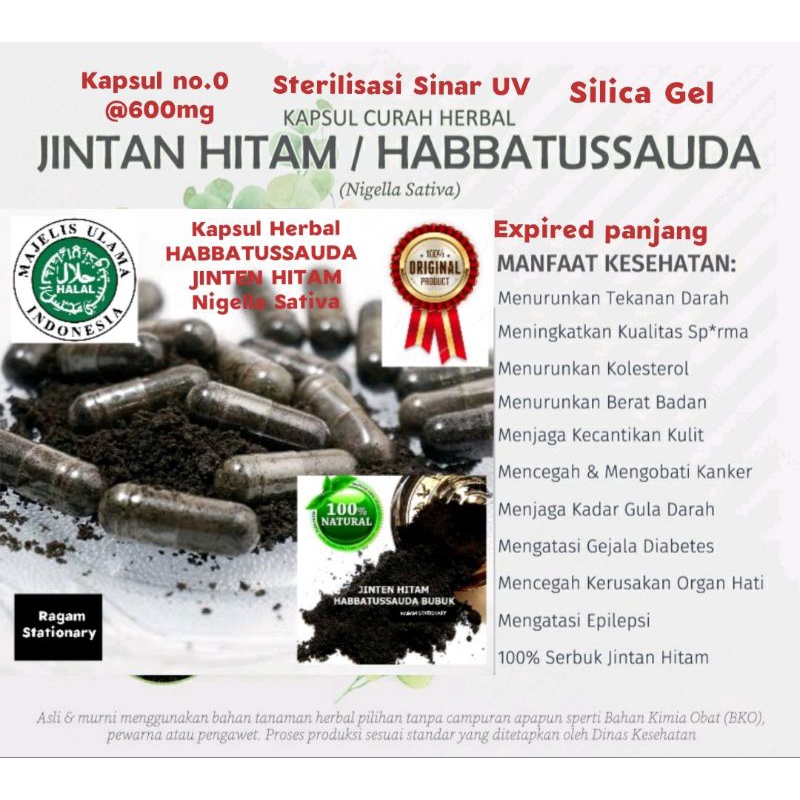 Jual Kapsul bubuk Habbatussauda Jintan Jinten Hitam herbal jamu obat ...
