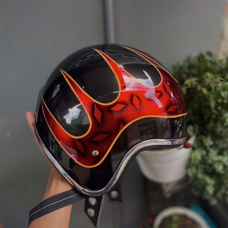 Jual Helm Custom Candy Red Tapper - Helm Custom Chopper Bobber | Shopee ...