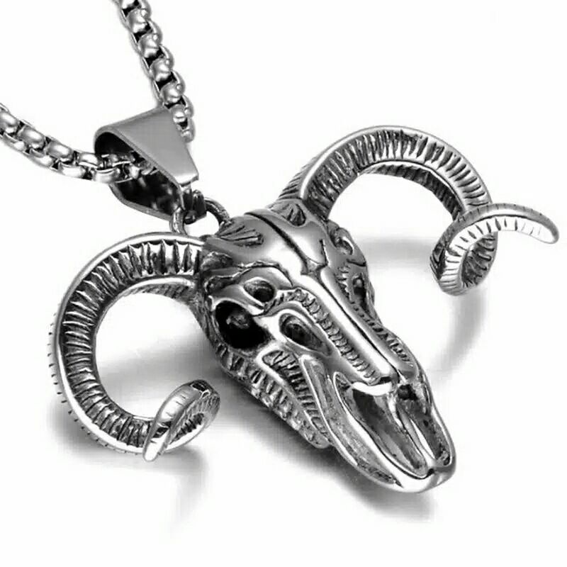 Jual Kalung pria tengkorak punk style men necklace devil horn iblis ...