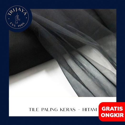 Jual Kain Tile Keras Tile Kaku Tile Kasar Tulle Hard Mesh Polos - Hitam ...