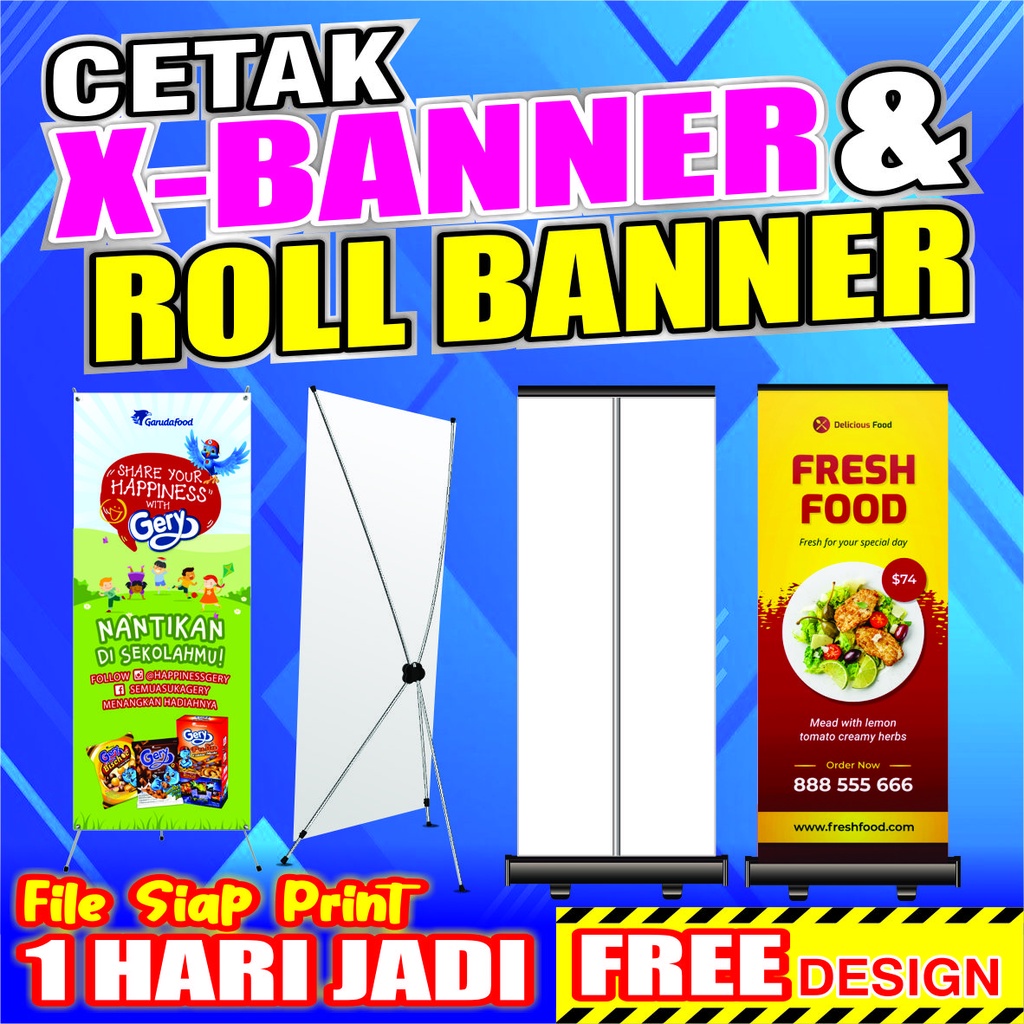 Jual Cetak X Banner / Stand Banner / Roll Banner model Berdiri (Proses ...