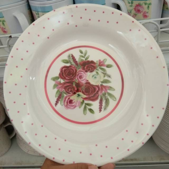 Jual Piring Shabby Bunga Polkadot / piring lucu polkadot /piring murah ...