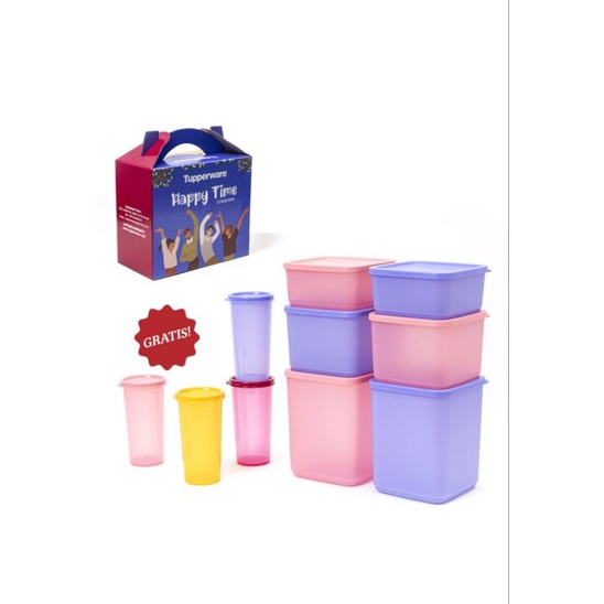 Jual Tupperware Happy TIME COLLECTION / Tempat snack SET SUMMER SQUARE ...