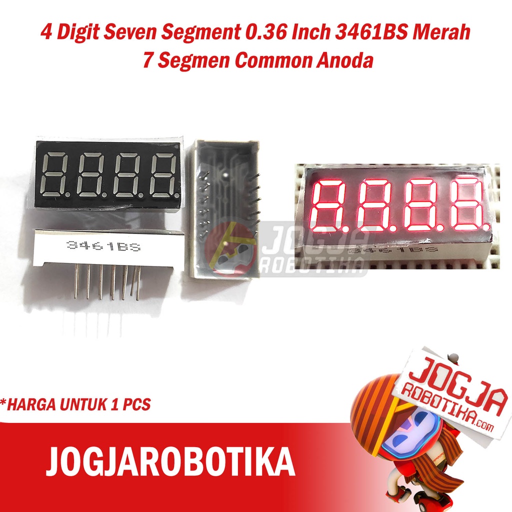 Jual 4 Digit Seven Segment 0.36 Inch 3461BS 3641BS Merah 7 Segmen ...