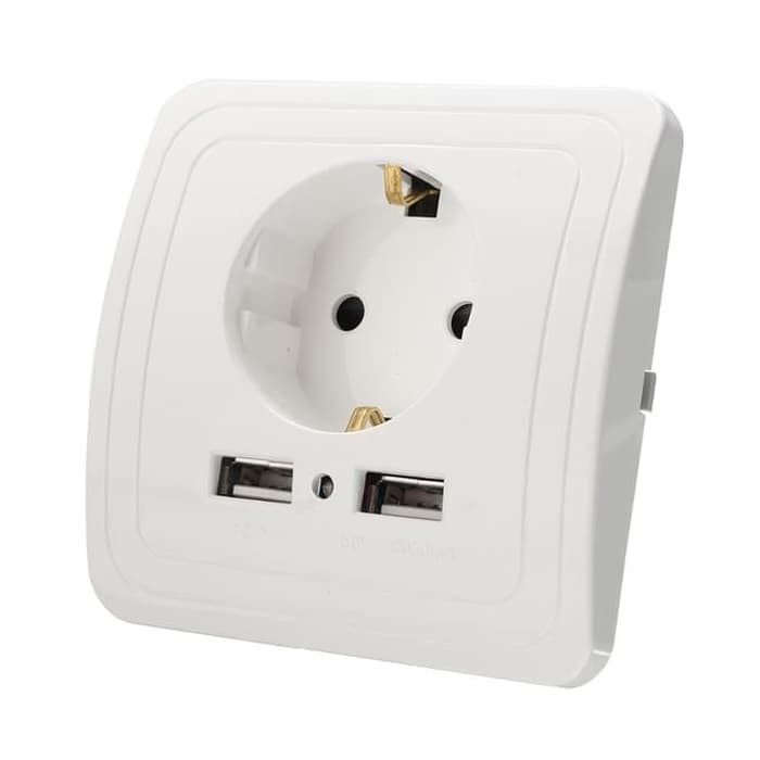 Jual Colokan Dinding / Stop Kontak Universal EU Plug & 2 USB Port ...